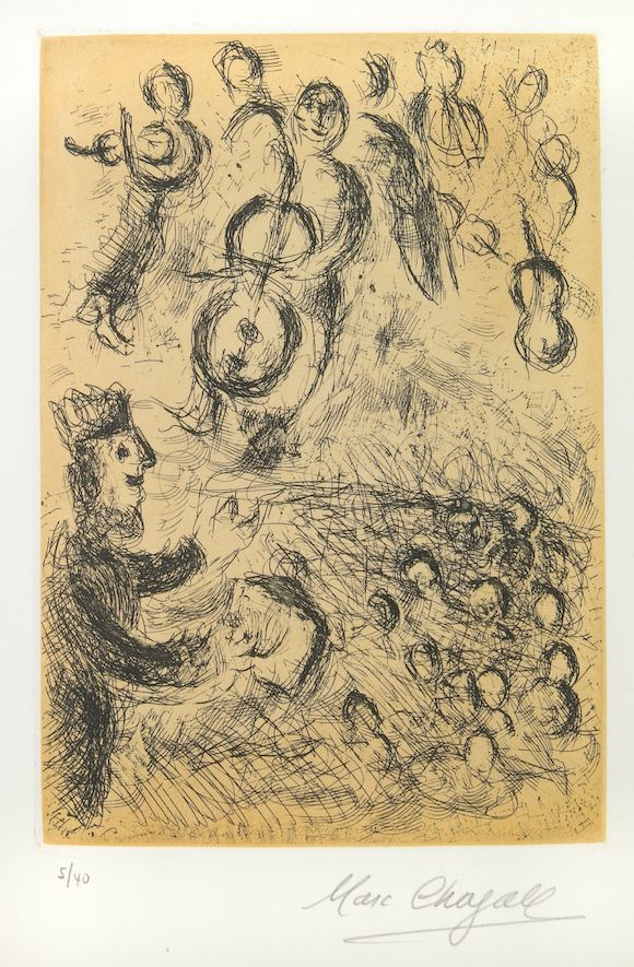 Bonhams : Marc Chagall (Russian/French, 1887-1985); Pl. 5, from Psalms of David;