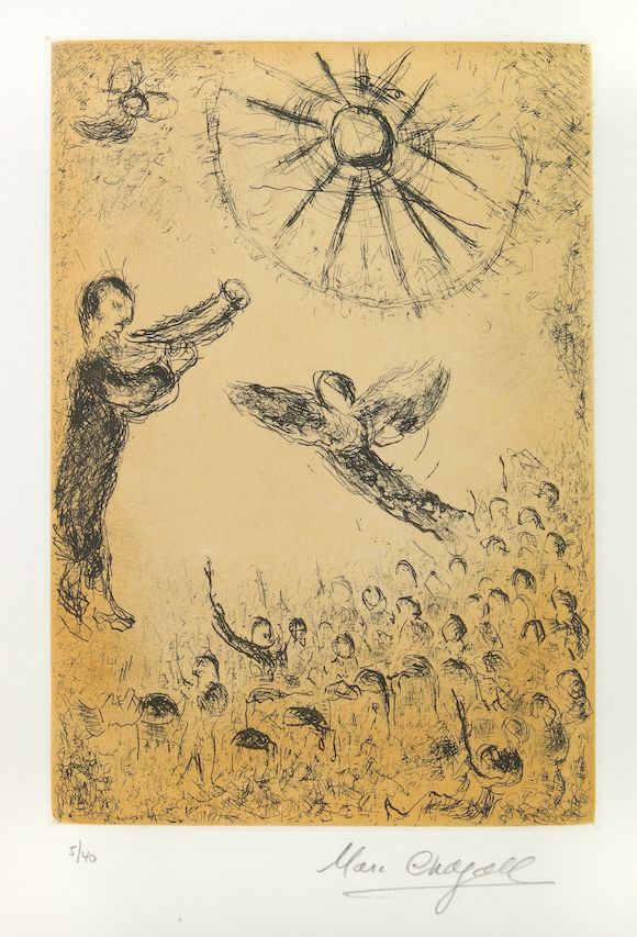 Bonhams : Marc Chagall (Russian/French, 1887-1985); Pl. 17, from Psalms of David;