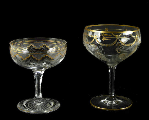 Bonhams A Suite Of French Gilt Heightened Glassware
