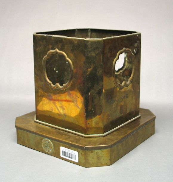 Bonhams : A Japanese brass footed offering stand