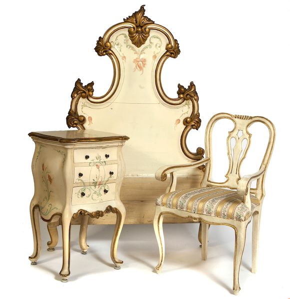 Bonhams : An Italian Rococo style paint decorated suite of bedroom ...