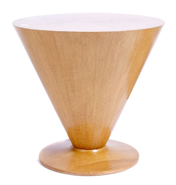 Bonhams : A pair of contemporary blond wood cone form side tables