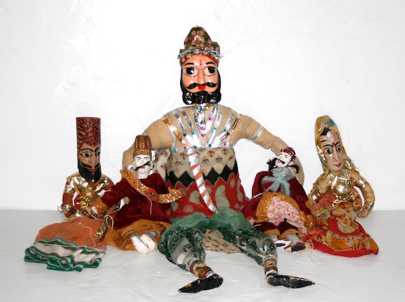Bonhams : Group of nine Indian and Southeast Asian puppets