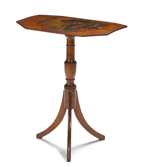 Bonhams : A fine Federal paint decorated birch tilt top table first ...