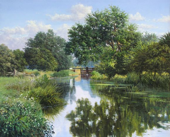 Bonhams : Graham Petley (British, born 1944) A quiet backwater, River ...