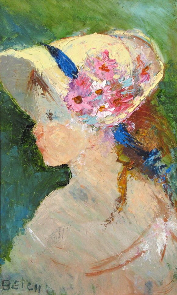 Bonhams : Mary Beich (French/American, born 1917) Girl with a blue ...