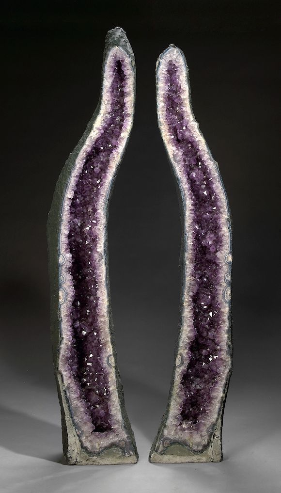 Bonhams : Large Pair of Amethyst Cathedrals