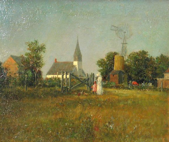 Bonhams : Beatrice Magill (American, born 1859) Landscape with farm ...