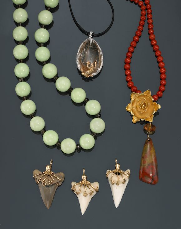 Bonhams : Three Shark Tooth Pendants