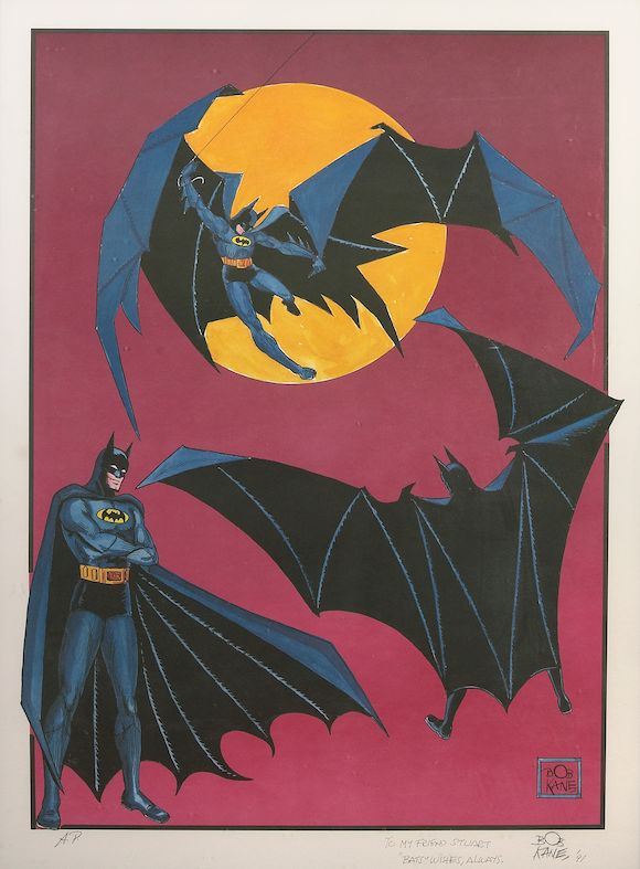 Bonhams : A Bob Kane signed 'artist's proof' print of Batman, 1991