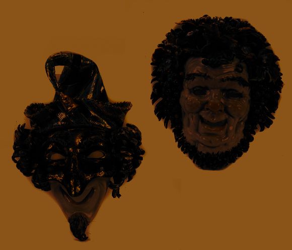 Bonhams : A group of two painted ceramic masks