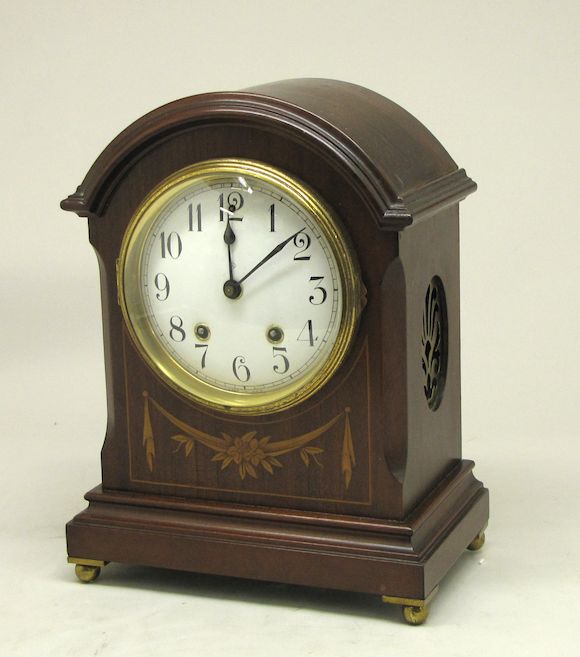 Bonhams : A George III style inlaid mahogany bracket clock Ansonia ...