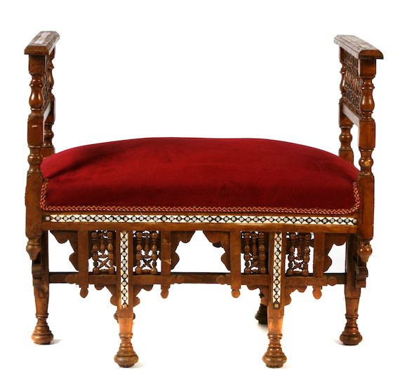 Bonhams : A pair of Moorish style inlaid benches