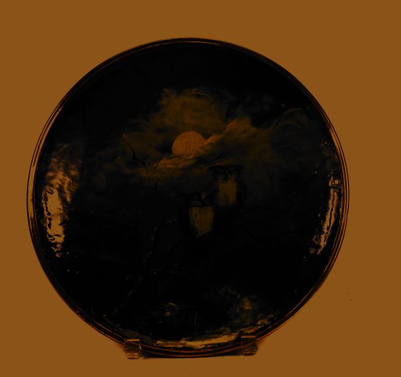 Bonhams : A Matt Morgan Art Pottery Co, Limoges style owl charger ...