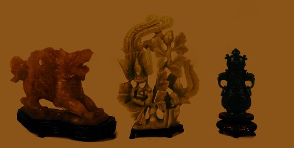 Bonhams : A group of five Chinese harstone carvings