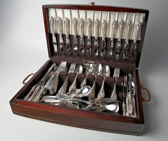 Bonhams : A Canadian silver Normandy Rose pattern table service of ...