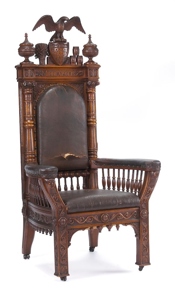 Bonhams : An American oak armchair carved at the crest Republican ...