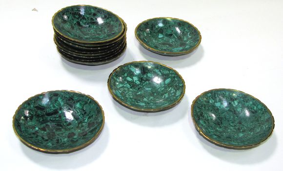 Bonhams : A set of twelve reconstituted malachite and bronze small ...