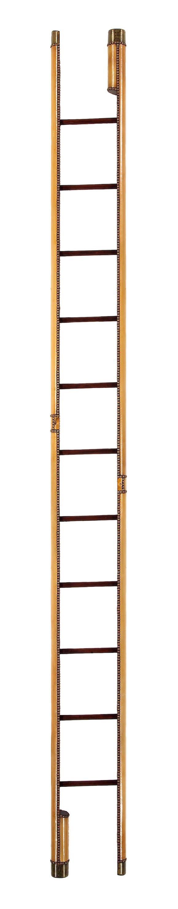 Bonhams : A Georgian style brass and leather mounted folding library ladder