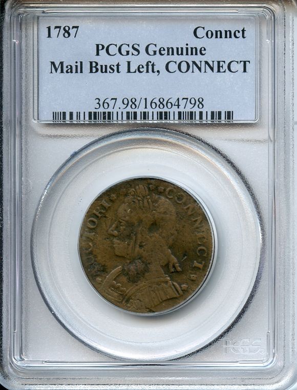 Bonhams : 1787 Connecticut Copper Mailed Bust Left, CONNECT Genuine ...