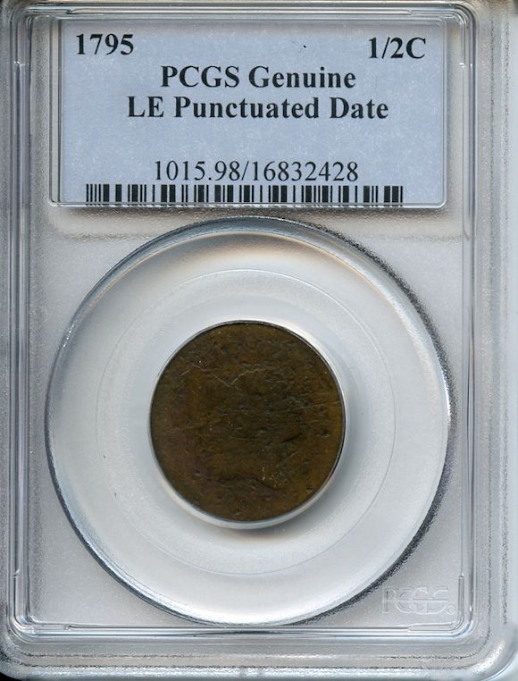 Bonhams : 1795 1/2C Lettered Edge, Punctuated Date Genuine, Damage PCGS