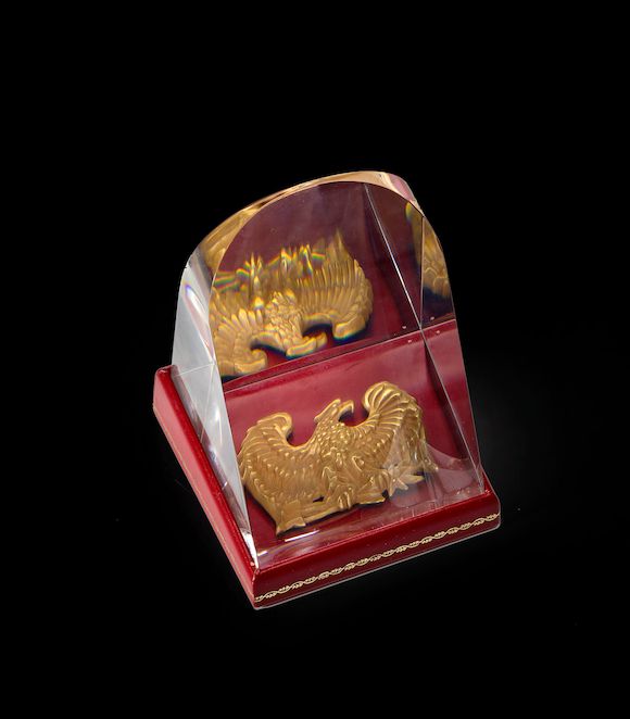 Bonhams : A Steuben glass and eighteen karat gold sculpture: Prism of ...