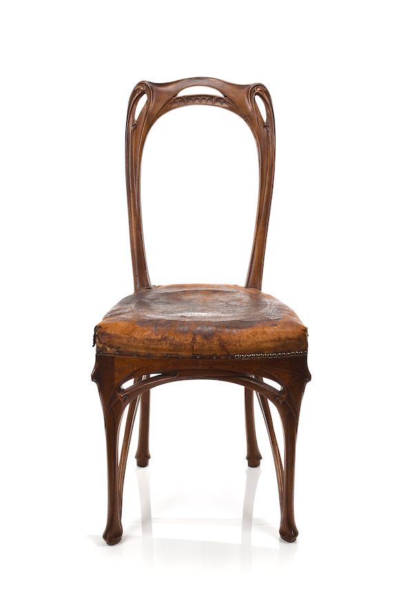 Bonhams : A fine and rare Hector Guimard carved walnut sidechair ...