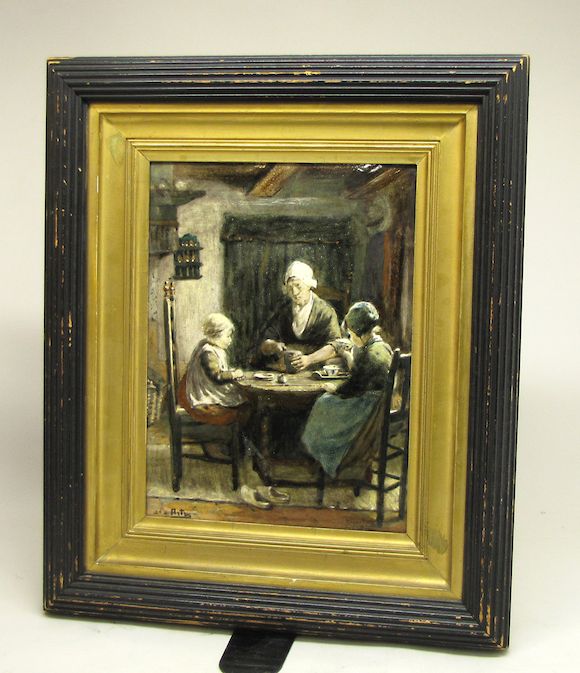 Bonhams : A Rozenburg tile picture of a Dutch interior after David ...
