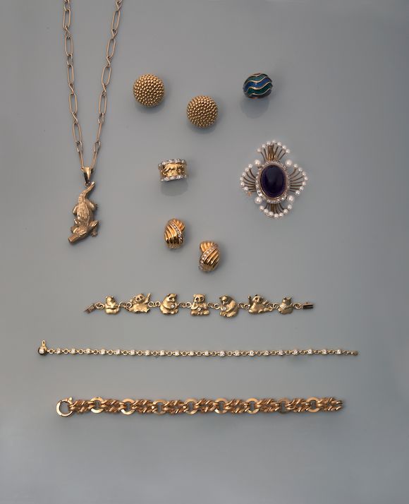 Bonhams : A diamond and 18k gold panda link bracelet, signed Gail ...