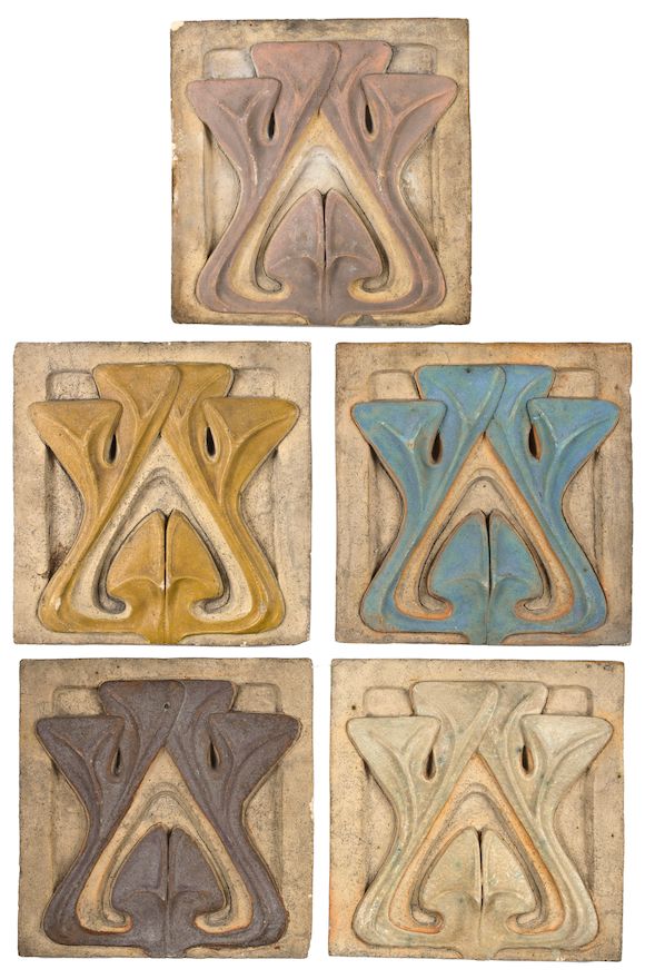 Bonhams : Five Henri Sauvage molded ceramic tiles produced by Alexander ...