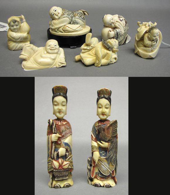 Bonhams : A group of Chinese carved ivory decorations