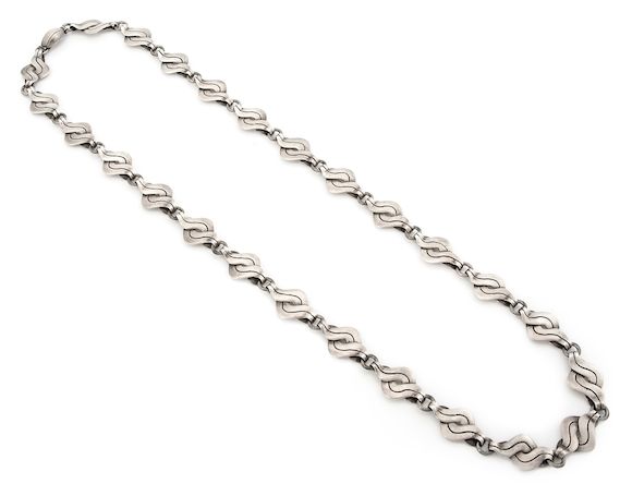Bonhams : A William Spratling sterling silver flat chain long necklace ...
