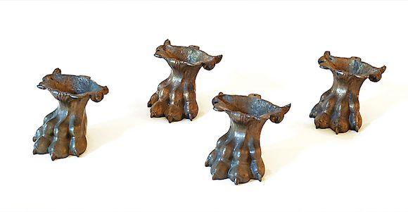 Bonhams : A set of four French Neoclassical cast bronze paw feet 19th ...