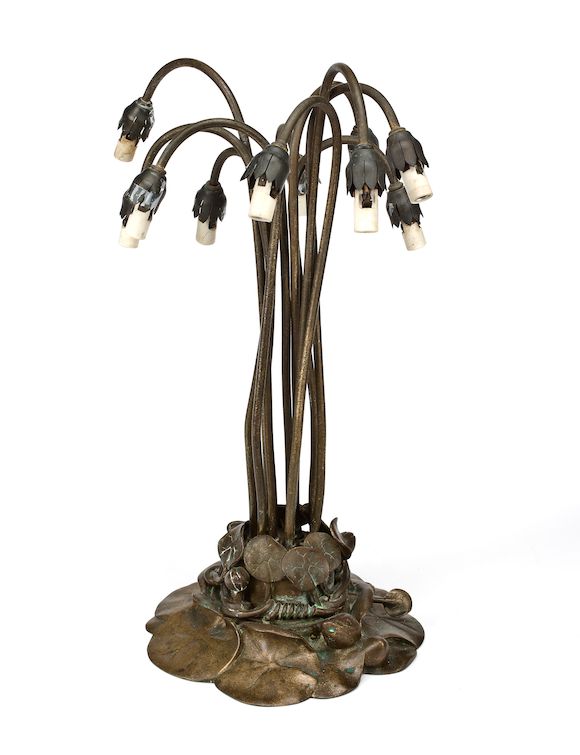Bonhams : Tiffany Studio gilt bronze ten light Lily lamp base 1899-1918