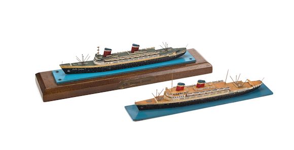 Bonhams : A pair of miniature waterline models of United States Lines ...