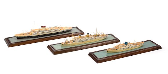Bonhams : A group of three miniature waterline models of Italian Ocean ...