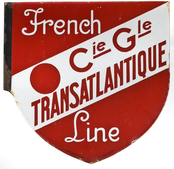 Bonhams : A large double sided metal enamel sign for the French Line ...