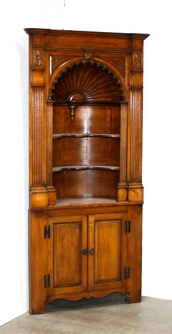 Bonhams : A pair of George III style stained pine shell back corner ...