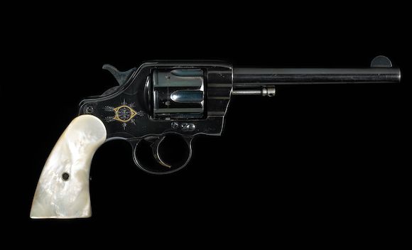 Bonhams : A very rare factory engraved and gold-inlaid Colt Model 1892 ...