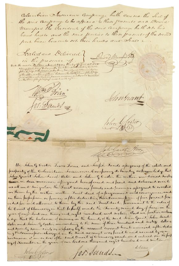 Bonhams : ASTOR, JOHN JACOB. 1763-1848.