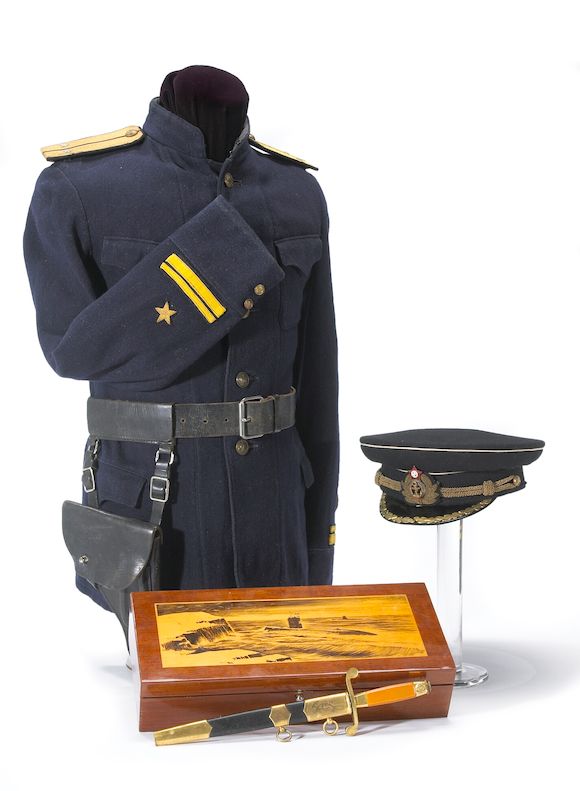 Bonhams : A cased Soviet submarine commander's uniform ensemble with ...