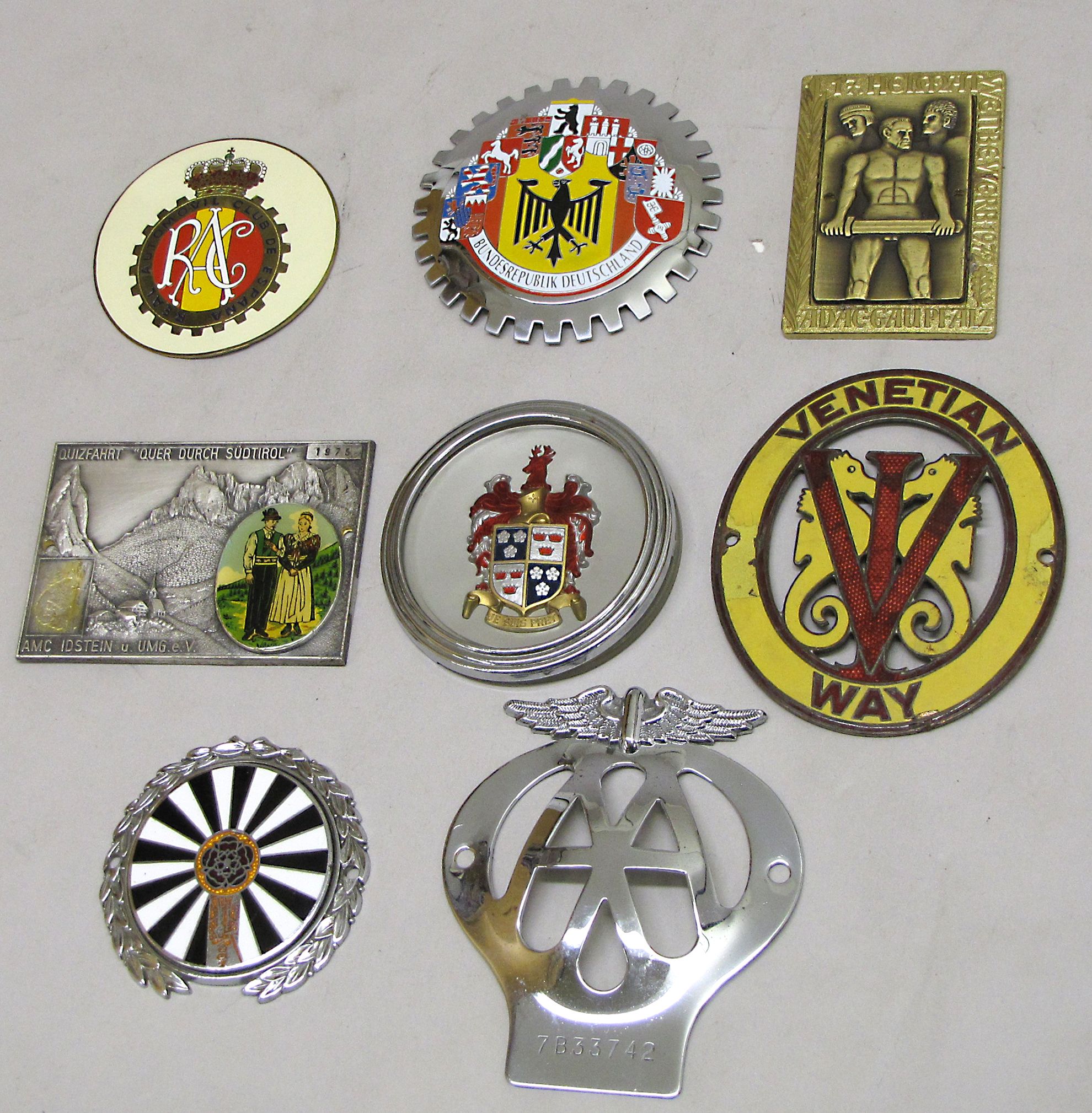Bonhams Cars : Eight motoring badges,