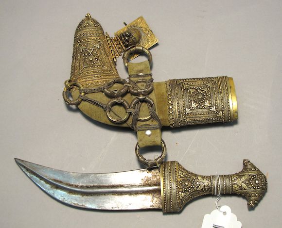Bonhams : A silver-mounted Arabian jambiya