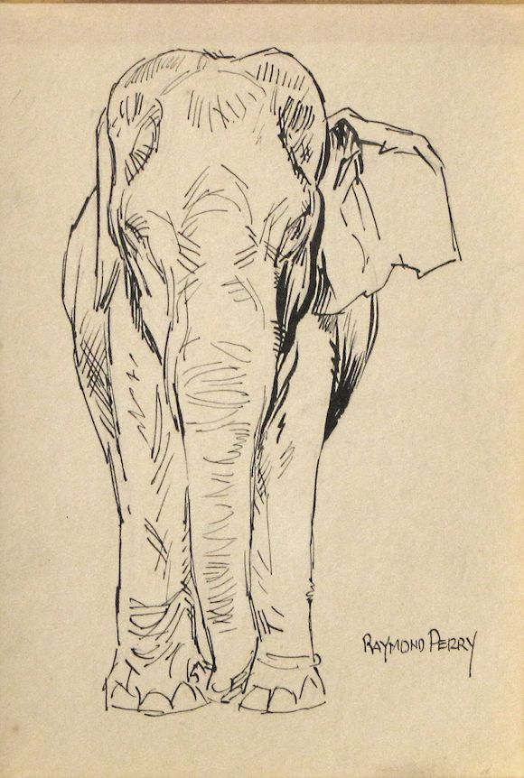 Bonhams : Raymond K. Perry (American, 1876-1960) Elephant sight 6 3/4 x ...