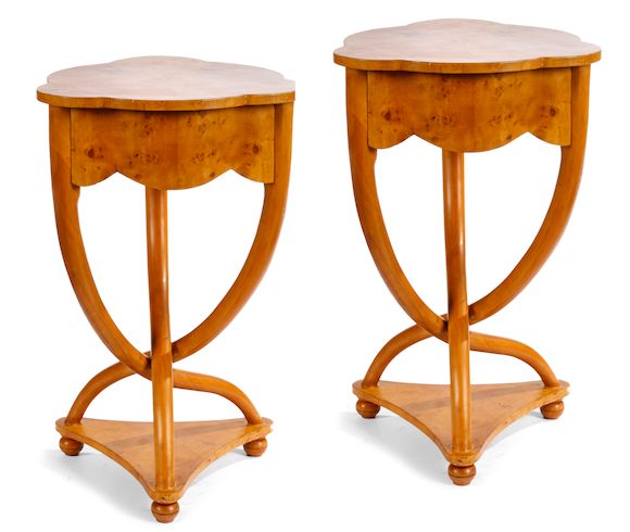 Bonhams : A pair of Biedermeier style shaped side tables