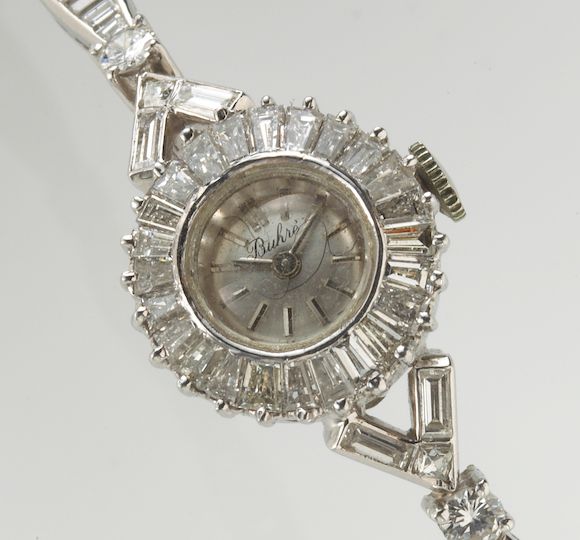 Bonhams : A diamond and platinum wristwatch, Buhr