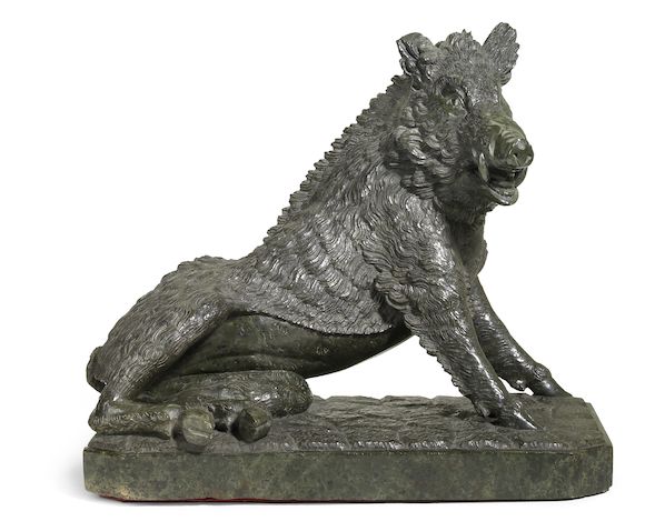 Bonhams : An Italian carved serpentine model of Il Porcellino after the ...