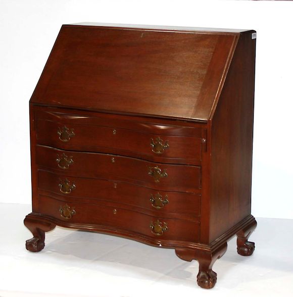 Bonhams : A Chippendale style mahogany slant lid desk 20th century