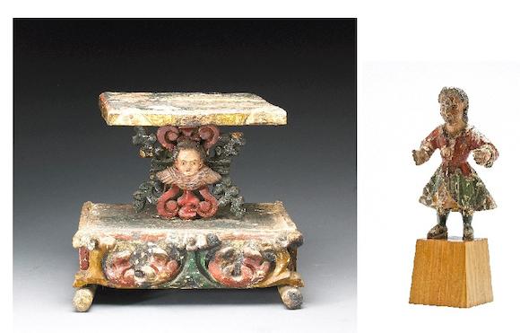 Bonhams A Mexican Polychrome Wood Santos Figure And A Spanish