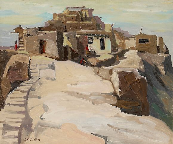 Bonhams : John Christopher Smith (American, 1891-1943) Pueblo scene ...